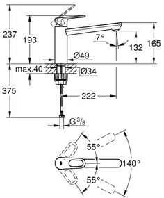 Grohe Start Flow Páková dřezová baterie s otočnou výpustí chrom 31691000