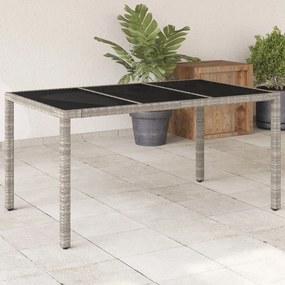 Zahradní stůl skleněná deska světle šedý 150x90x75 cm polyratan,  368125