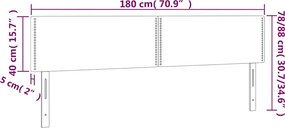 Čelo postele s LED tmavě šedé 180x5x78/88 cm textil 3121487