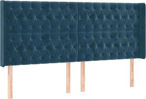 Box spring postel s matrací a LED tmavě modrá 200x200 cm samet 3139767