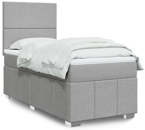 Box spring postel s matrací světle šedý 100 x 200 cm textil 3291572