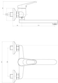 Deante Lobo, nástěnná umyvadlová baterie 150mm, chromová, BYU_050M