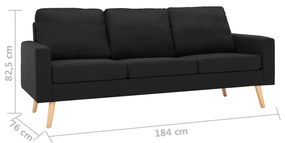 2-dílná sedací souprava Shawbury - textilní čalounění | černá