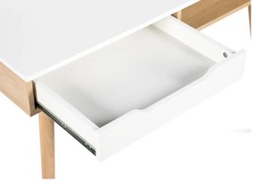 Bílý psací stůl ELEN v dekoru buk