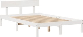 Postel s knihovnou bez matrace bílá 135x190 cm masivní borovice 3321825