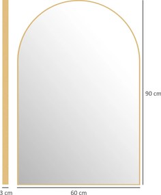 HOMCOM Zrcadlo se zakřivením, koupelnové zrcadlo, 60 x 90 cm, vysoké rozlišení, s rámem z hliníkové slitiny, pro ložnici, obývací pokoj, předsíň, zla…