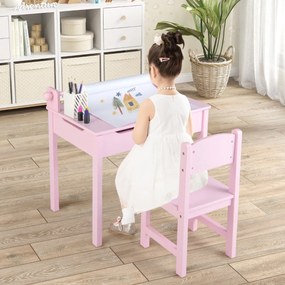 Costway Dětský stůl s židlí Sensory prostírání pro děti růžové, růžový