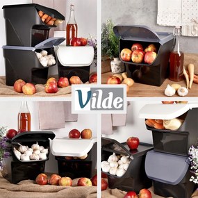 VILDE Úložný box na brambory a cibuli s větráním, VEGBOX šedý (14l - 10kg brambor)