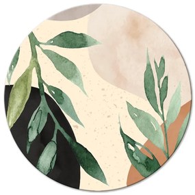 Kulatý obraz Abstrakce rostlin - pastelové listy