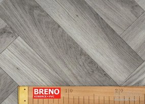 Breno PVC CROWN Oak Chevron 919D - šedé parkety, šíře 100 cm