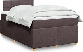 Box Spring Postel S Matrací Textil Tmavě Hnědá Blok se čtverci 120 x 190