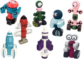 LEAN Toys Magnetické kostky Vesmír – Raketa, sada 56 ks. Magnetic Rocket Mix