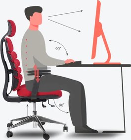 MERCURY Kancelářská židle WORKEASE - červená látka