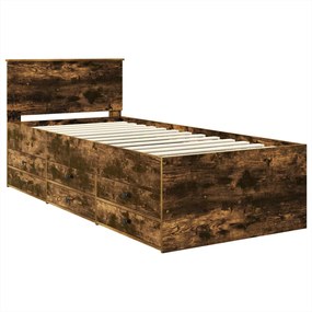 Daybed s čelo Uzený dub a černá 100 x 200 cm Kompozitní dřevo 3408519