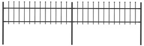 Zahradní plot s kopím nahoře ocelový 337 x 60 cm černý 277594