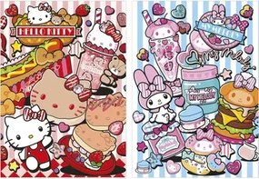 EDUCA Puzzle v kufříku Hello Kitty a přátelé / 2x48 dílků / 20 x 28 cm