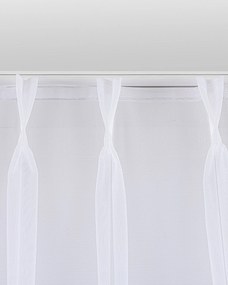 Záclona na dvojitých hačcích flex barva bílá látka poloprůhledná, pletený vzor, vzorované
