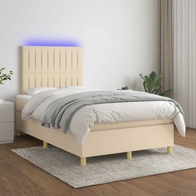 Box spring postel s matrací a LED krémová 120x190 cm textil 3270265