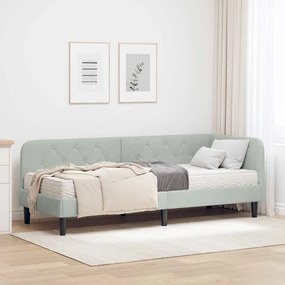 Rohový rám postele Světle šedá 80 x 200 cm samet 3394134
