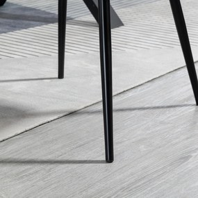 Jídelní židle HOMCOM v severském designu - Sada 2 židlí - Černé zkosené kovové nohy - Ergonomické lněné černé sedáky, opěradla a područky