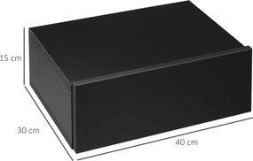 HOMCOM Sada 2 floating nočních stolků s 1 zásuvkou, nástěnný design, moderní styl pro ložnici 40x30x15 cm černá