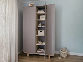 Designová šatní skříň s otevřeným regálem BASIC mocca