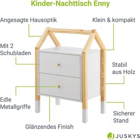 Juskys Dětský noční stolek Enny se dvěma zásuvkami