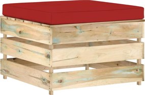 vidaXL Dílčí taburet s poduškou šedě impregnované dřevo [3074524] Barva: červená a hnědá