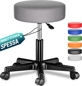 Pojízdná stolička umělá kůže šedý 360° otočný