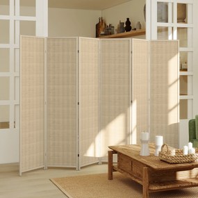HOMCOM Dřevěný paraván, skládací dělicí stěna se 6 panely, 270 x 180 cm, přírodní dřevo