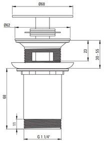Deante Click-Clack, univerzální umyvadlová odtoková zátka s kovovým pouzdrem, broušený bronz, DEA-NHC_CC0U