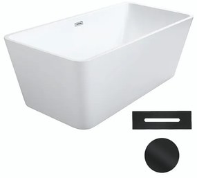 Besco Akrylátová volně stojící vana Evita 160x80 Barva: Bílá, Rozměry (cm): 160x80, Typ a barva výpustě: Click-Clack s přepadem, černá