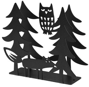 Držák na ubrousky Fox and Owl black 13x14x4, Bengt &amp; Lotta Švédsko Černá