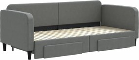 Válenda s přistýlkou a zásuvkami tmavě šedá 90 x 200 cm textil 3196853