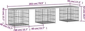 vidaXL Zahradní lavice gabionový design 203x44x42 cm masivní douglaska [834341] Barva: Přírodní borovice