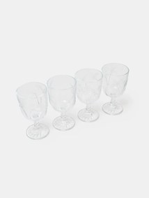 Sinsay - Sada sklenic na víno s reliéfním vzorem palem 4 pack - clear