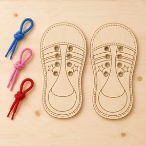 Montessori dětská dřevěná bota na učení šněrování | SENTOP H010