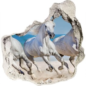 Wallmuralia Nálepka fototapeta 3D Bílí koně pláž 75x75 cm