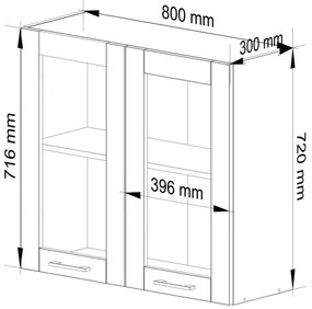 Horní kuchyňská skříňka OLIWIA W80 H720 bílá / beton