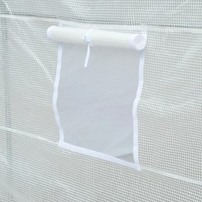 Outsunny Zahradní Skleník 3,5x2x2 m Tunelový Skleník s 6 Okny z Tkaniny a Zipovým Vchodem, UV-Odolný Skleník pro Terasu nebo Zahradu Bílý