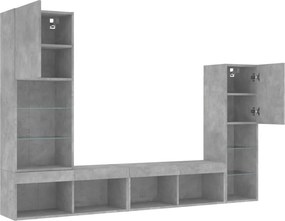 4dílná obývací stěna s LED betonově šedá kompozitní dřevo 3216657