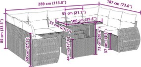 10dílná zahradní sedací souprava s poduškami béžová polyratan 3272339