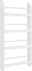 HOMCOM Nástěnná knihovna se 4 policemi - dětská knihovna pro domácí kancelář, nosnost 30 kg, 59x12x113 cm, bílá | Aosom