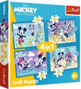 TREFL Puzzle Mickey Mouse: Přátelé 4v1 / 35+48+54+70 dílků / 28,5 x 20