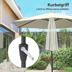 Slunečník 270 cm skládací balkonový slunečník s kličkou UV 50+ zahradní slunečník krémově bílý