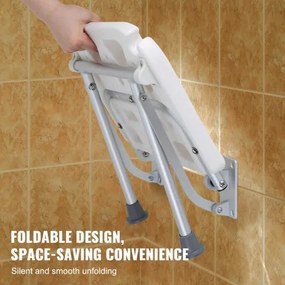 skládací sedátko do sprchy PE 39,9 × 37,6 cm nástěnná sprchová lavice 226,8 kg