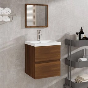 Petromila Koupelnová skříňka s umyvadlem a zrcadlem hnědý dub