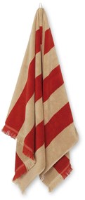 ferm LIVING Bavlněná osuška Alee Light Camel/Red 70 x 140 cm, červená barva, textil