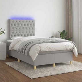 Box spring postel s matrací a LED světle šedá 120x190 cm textil 3270267