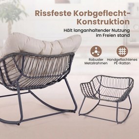 Costway Houpací křeslo se stoličkou houpací křeslo s PE ratanem a kovovým rámem